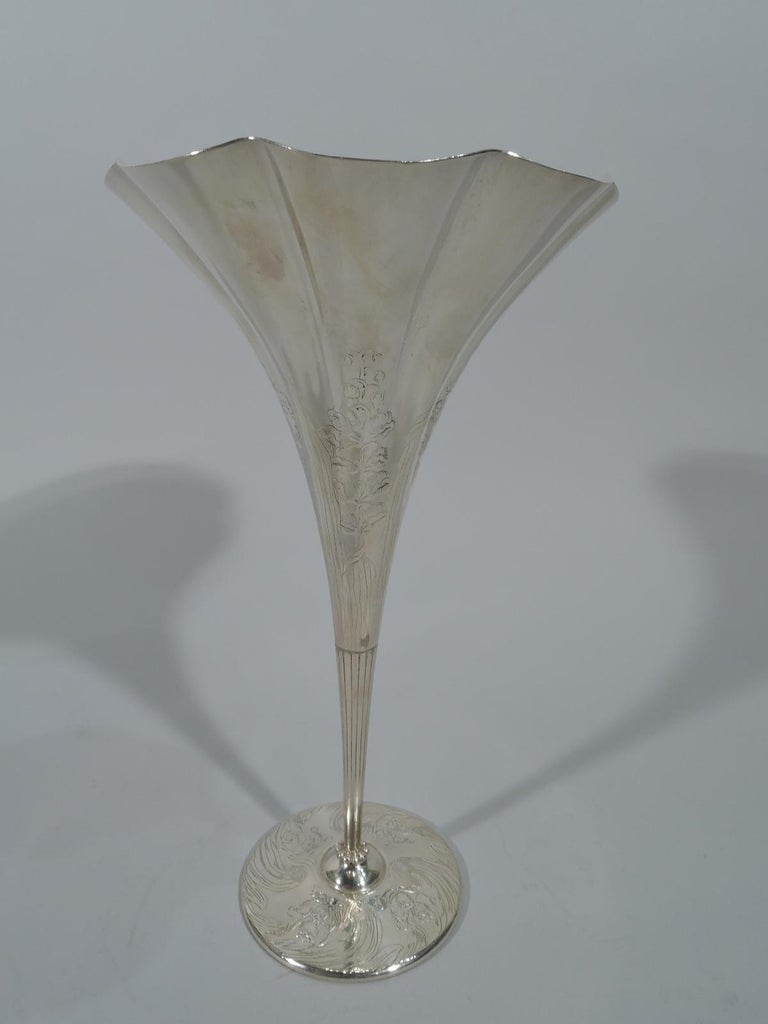 Antique Art Nouveau Sterling Silver Fluted Cone Vase by Tiffany For ...