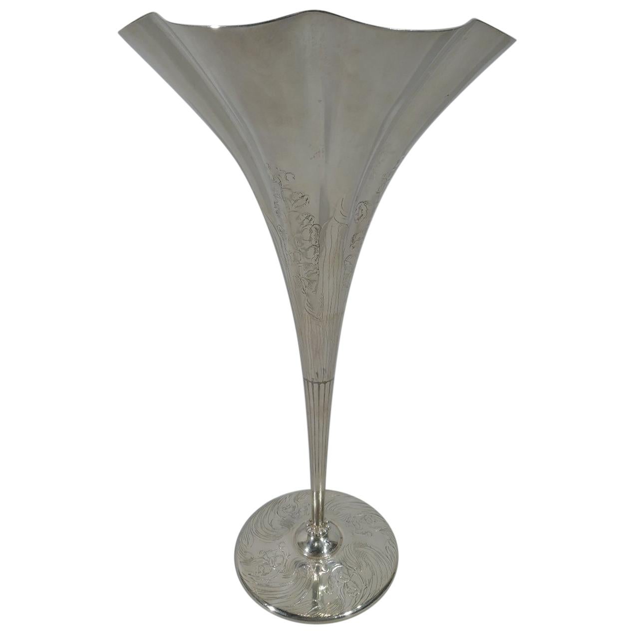 Antique Art Nouveau Sterling Silver Fluted Cone Vase by Tiffany For ...