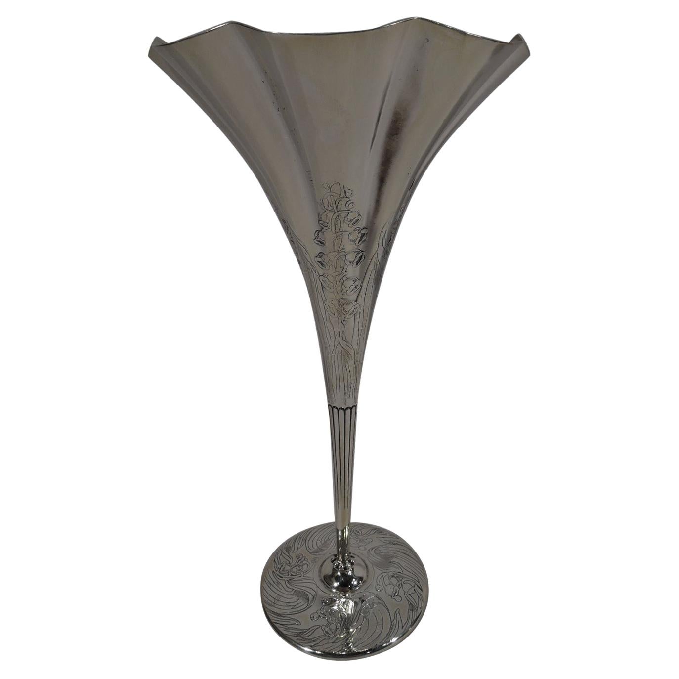 Very Large Art Nouveau Hand Hammered Sterling Silver Vase by Shiebler ...