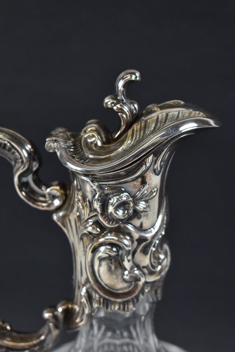 Antique Art Nouveau Topazio Silver Plate and Cut Glass Pitcher Caraffe ...