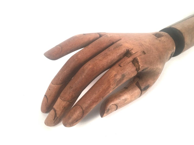 Antique Articulated Wood Artist's Hand and Arm Model at 1stDibs