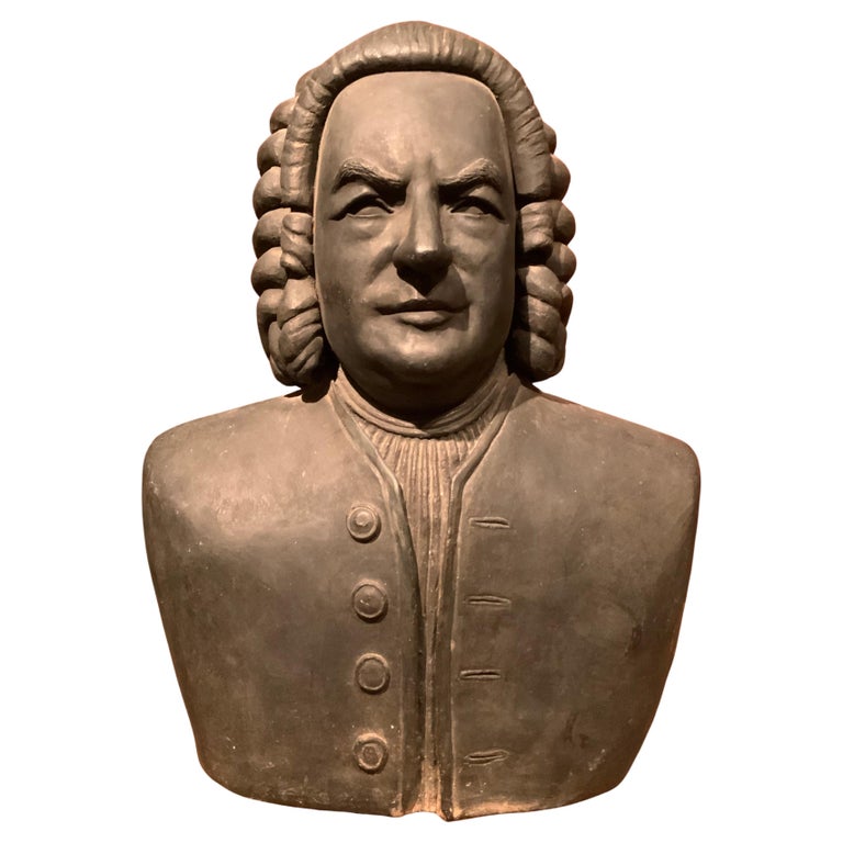 Antique Artist-Made Painted Terracotta Bust of Johann Sebastian Bach ...