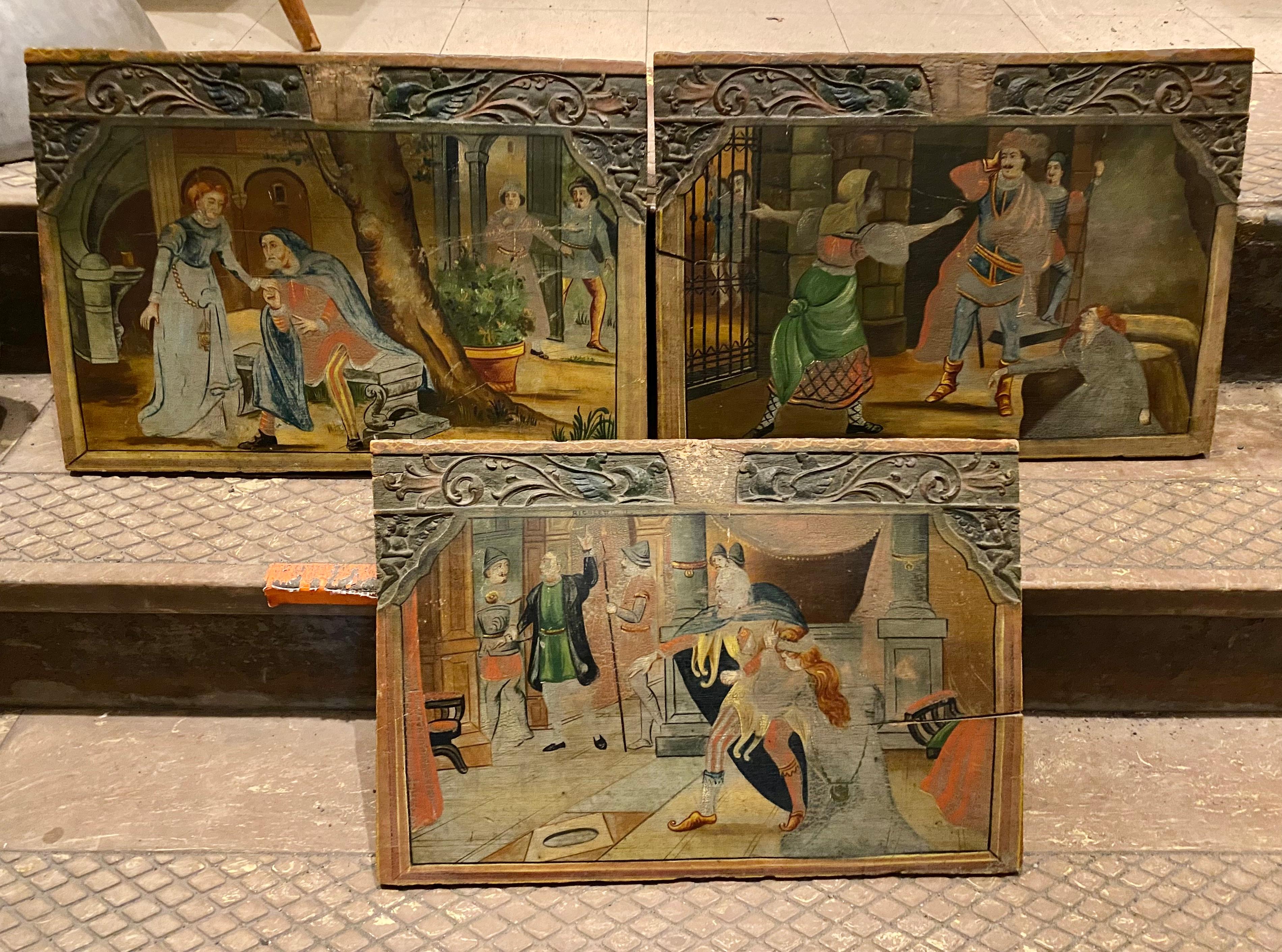 Antique Artist Painted / Carved on wood Italian Opera Scenes For Sale ...
