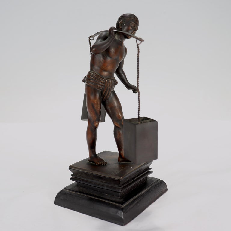 Antique Artist Signed Pegu Burmese Bronze Sculpture of a Man with ...