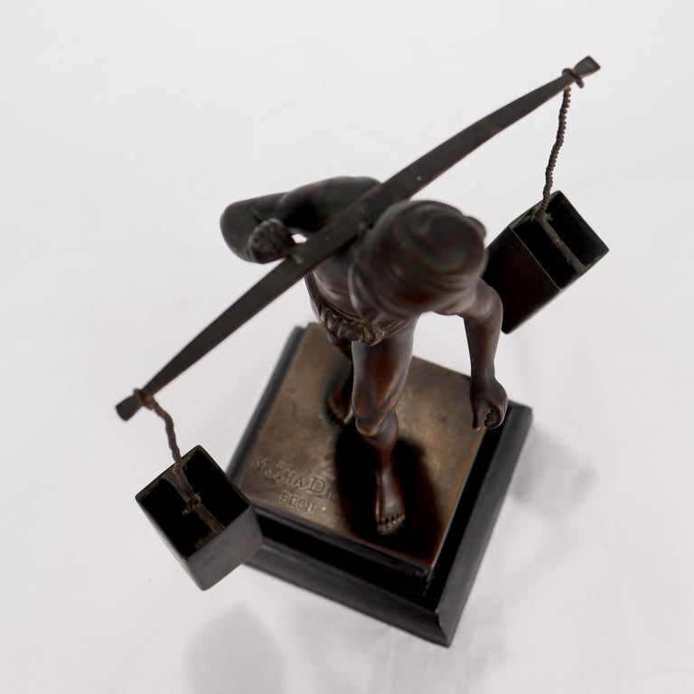 Antique Artist Signed Pegu Burmese Bronze Sculpture of a Man with ...