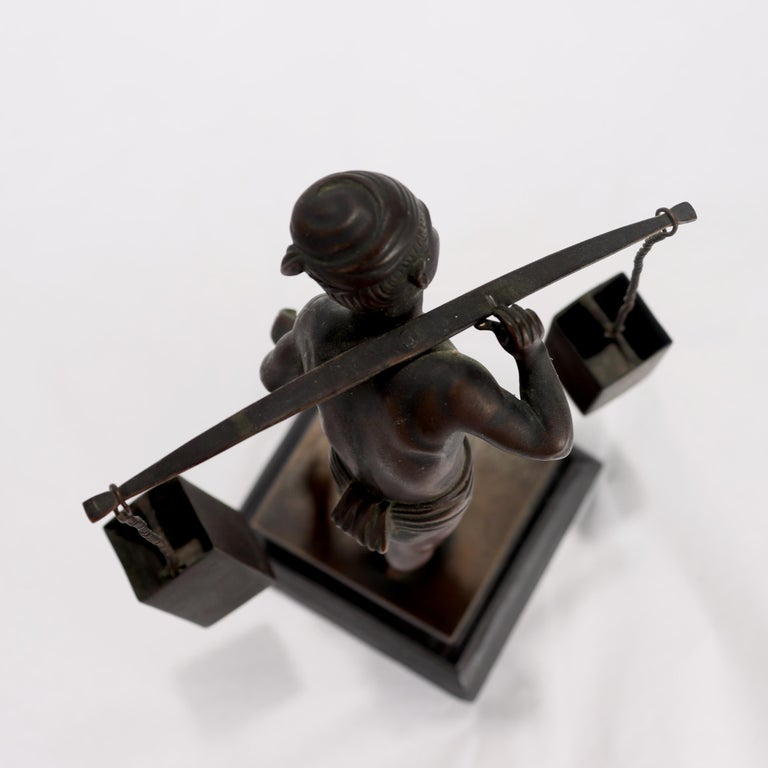 Antique Artist Signed Pegu Burmese Bronze Sculpture of a Man with ...