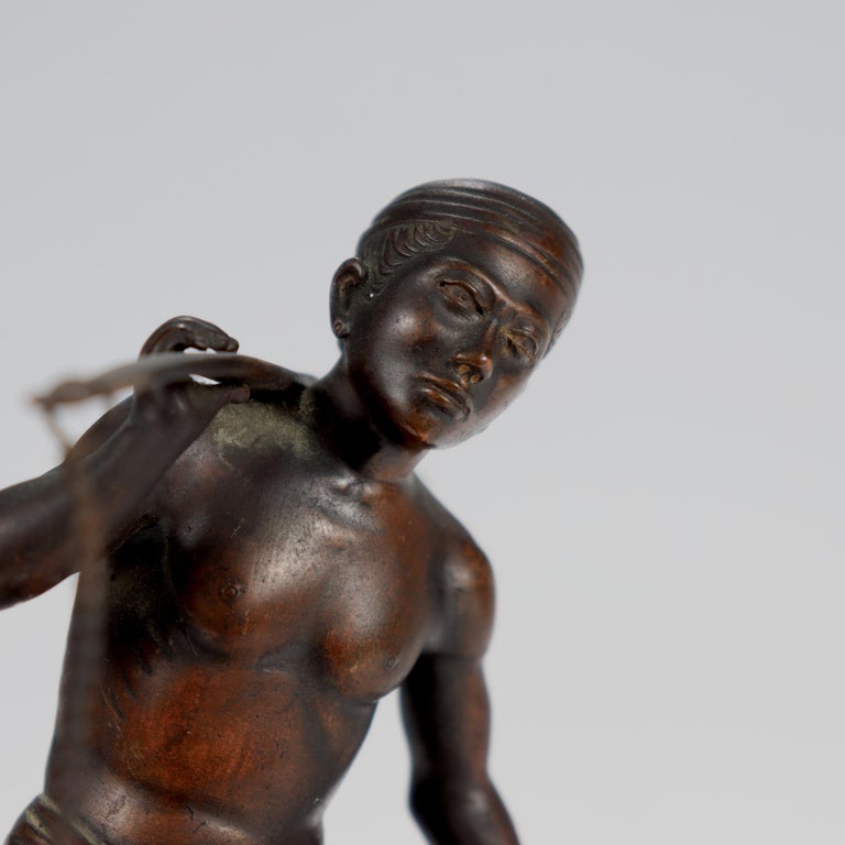 Antique Artist Signed Pegu Burmese Bronze Sculpture of a Man with ...