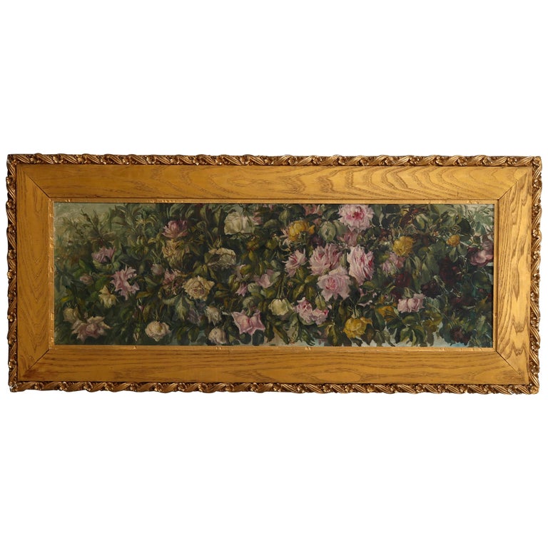 Artist Signed Wild Roses Oil on Canvas Floral Still Life, Wilder, 19th ...