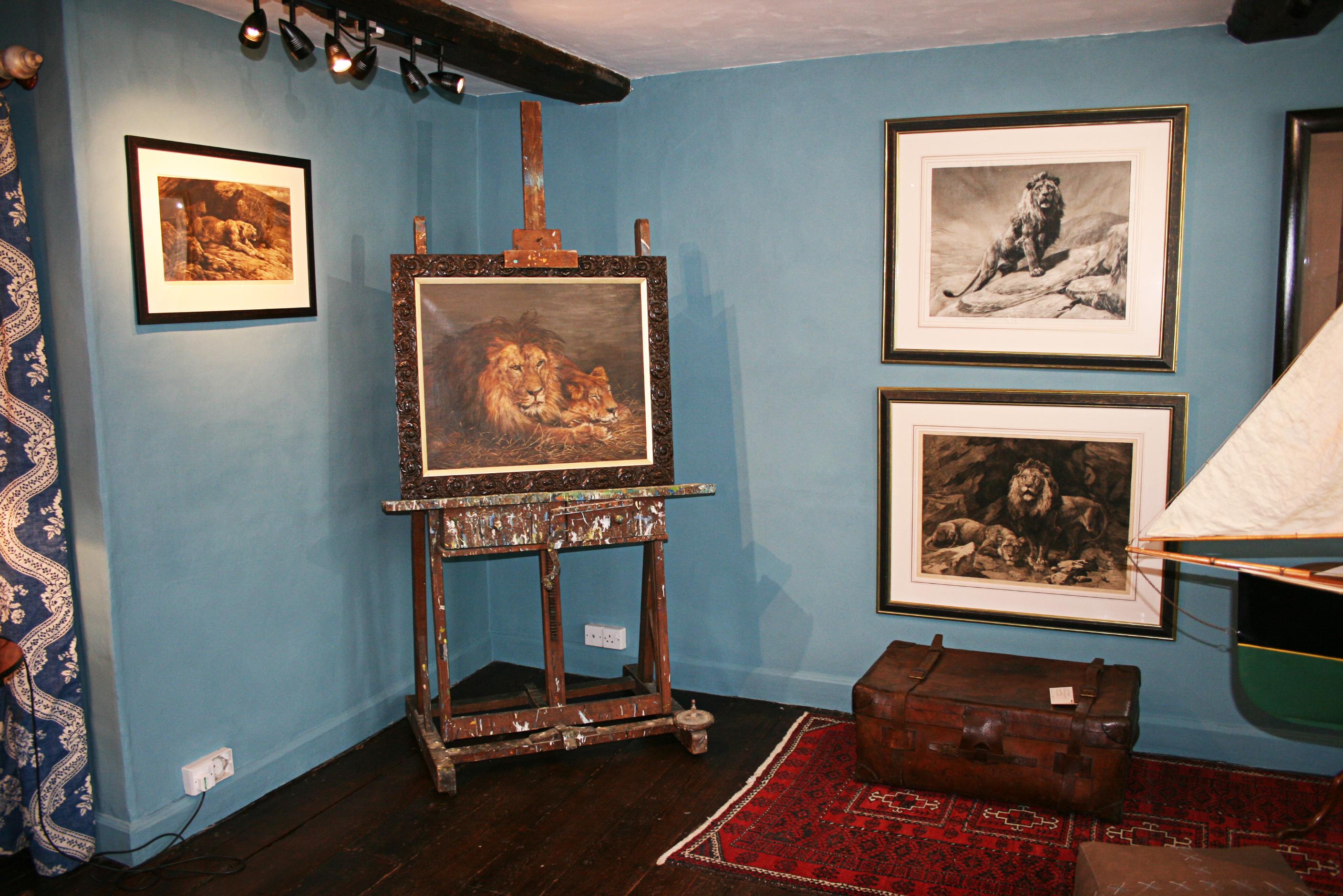 Antique Artists Easel, Large Dimensions, Adjustable with Old Paint at ...