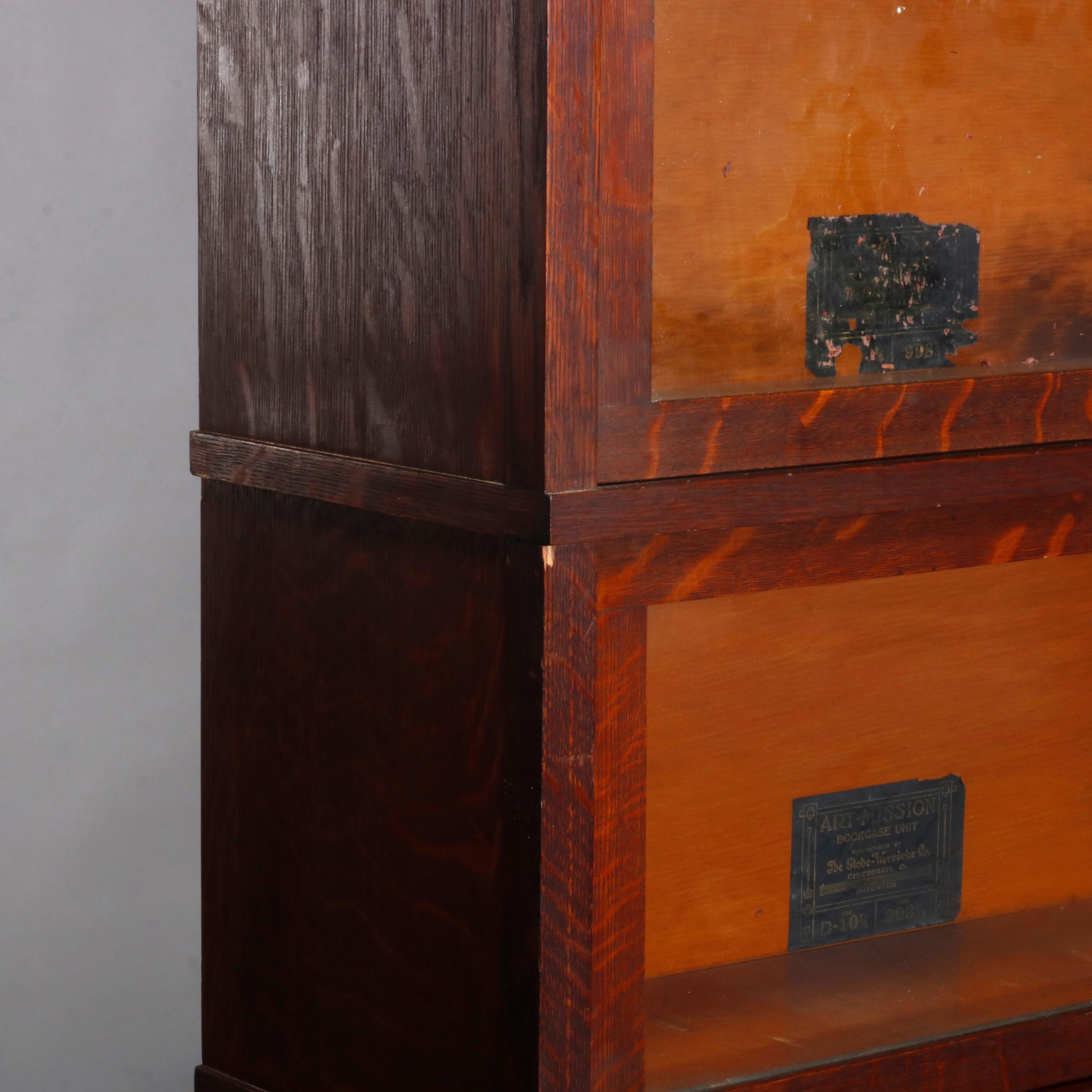 Antique Arts and Crafts Globe Wernicke Mission Oak 4 Stack Bookcase, circa 1910 at 1stDibs