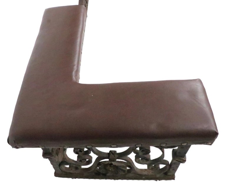 Antique Arts and Crafts Gothic Spanish Style Wrought Iron Bench Club ...