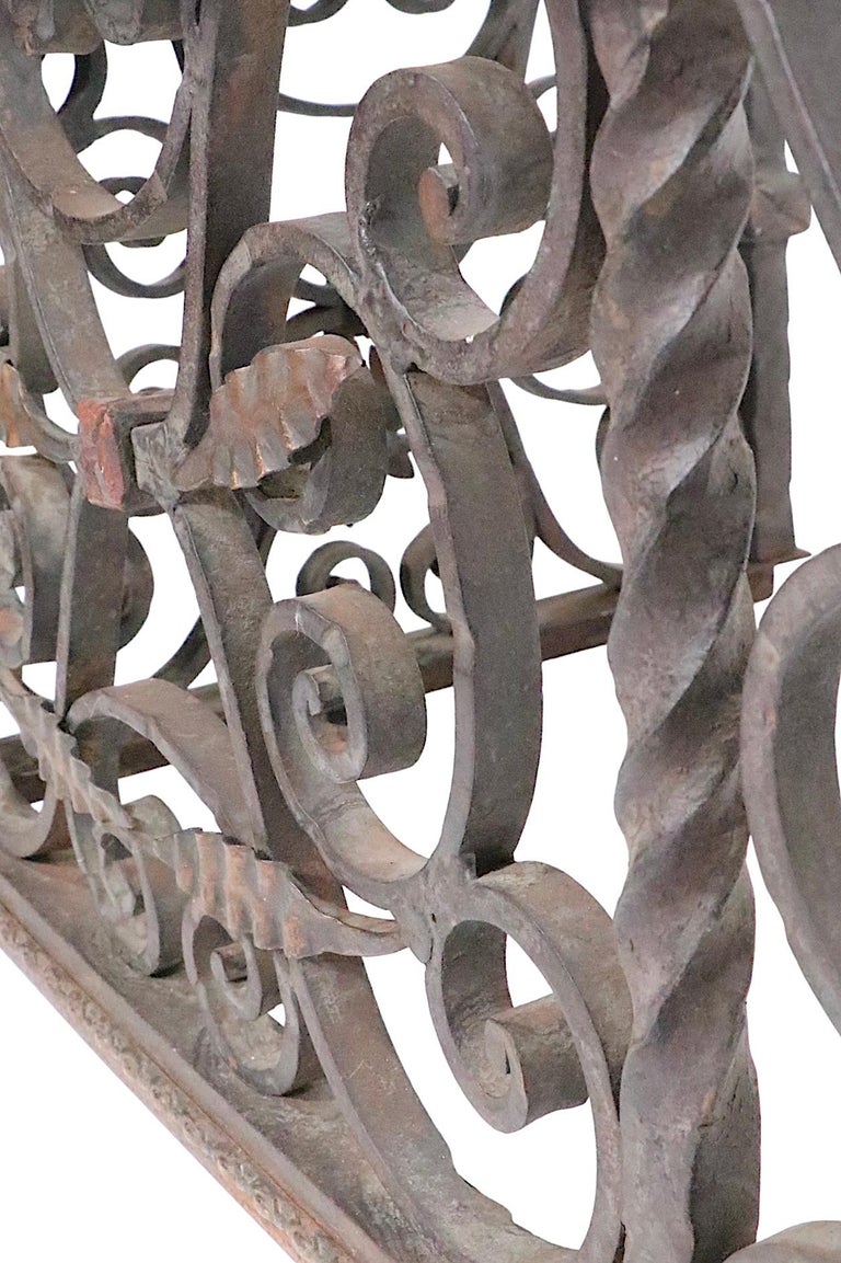 Antique Arts and Crafts Gothic Spanish Style Wrought Iron Bench Club ...