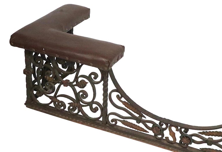 Antique Arts and Crafts Gothic Spanish Style Wrought Iron Bench Club ...