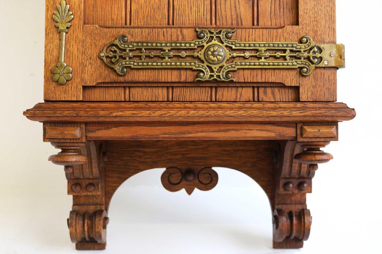 Antique Arts and Crafts Hand Carved Small Wall Cabinet European Oak ...