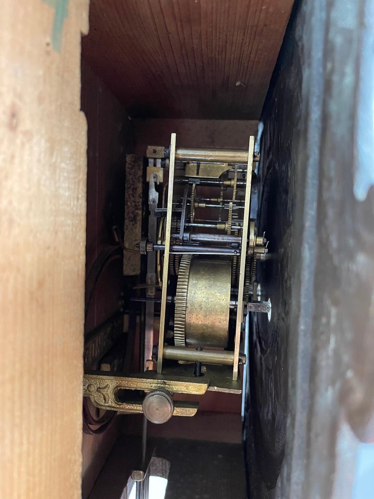 Antique Arts and Crafts Hunting Clock with Bronze Dog and Bird ...