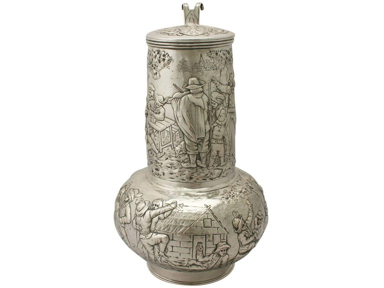 Antique Arts and Crafts Style German Silver Flagon For Sale at 1stDibs ...