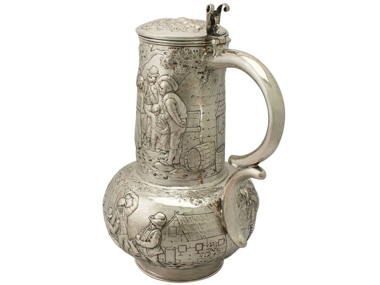 Antique Arts and Crafts Style German Silver Flagon For Sale at 1stDibs ...