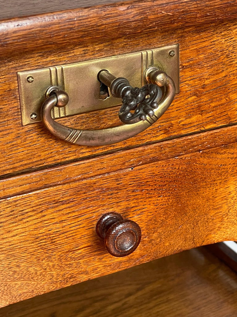 Antique Arts and Crafts Two Tier Work or Side Table with Drawer, Lock ...