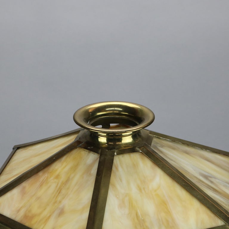 Antique Arts and Crafts Bradley and Hubbard School Windmill Slag Glass ...