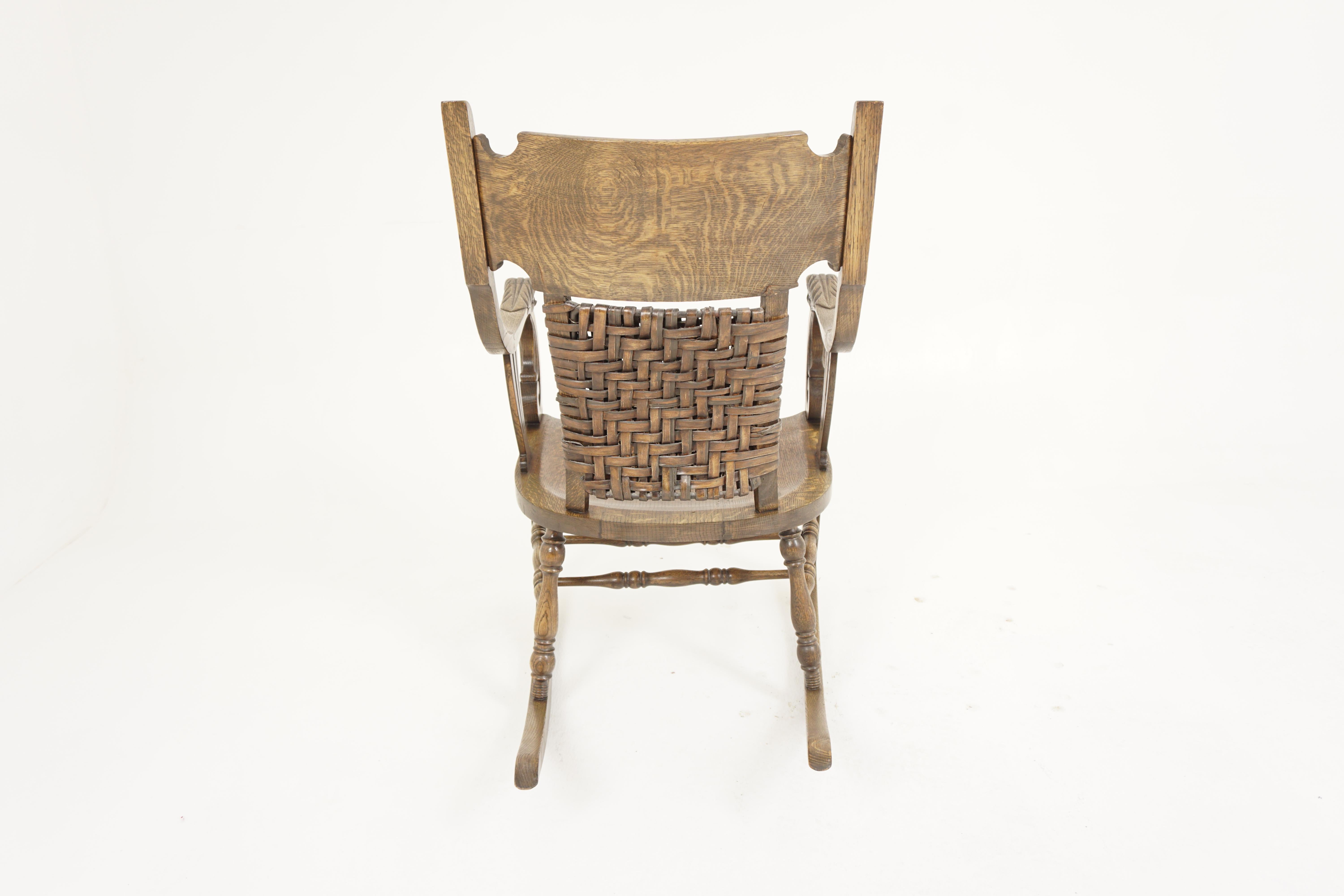 Antique Arts and Crafts Carved Tiger Oak Rocking Chair, America 1900 ...