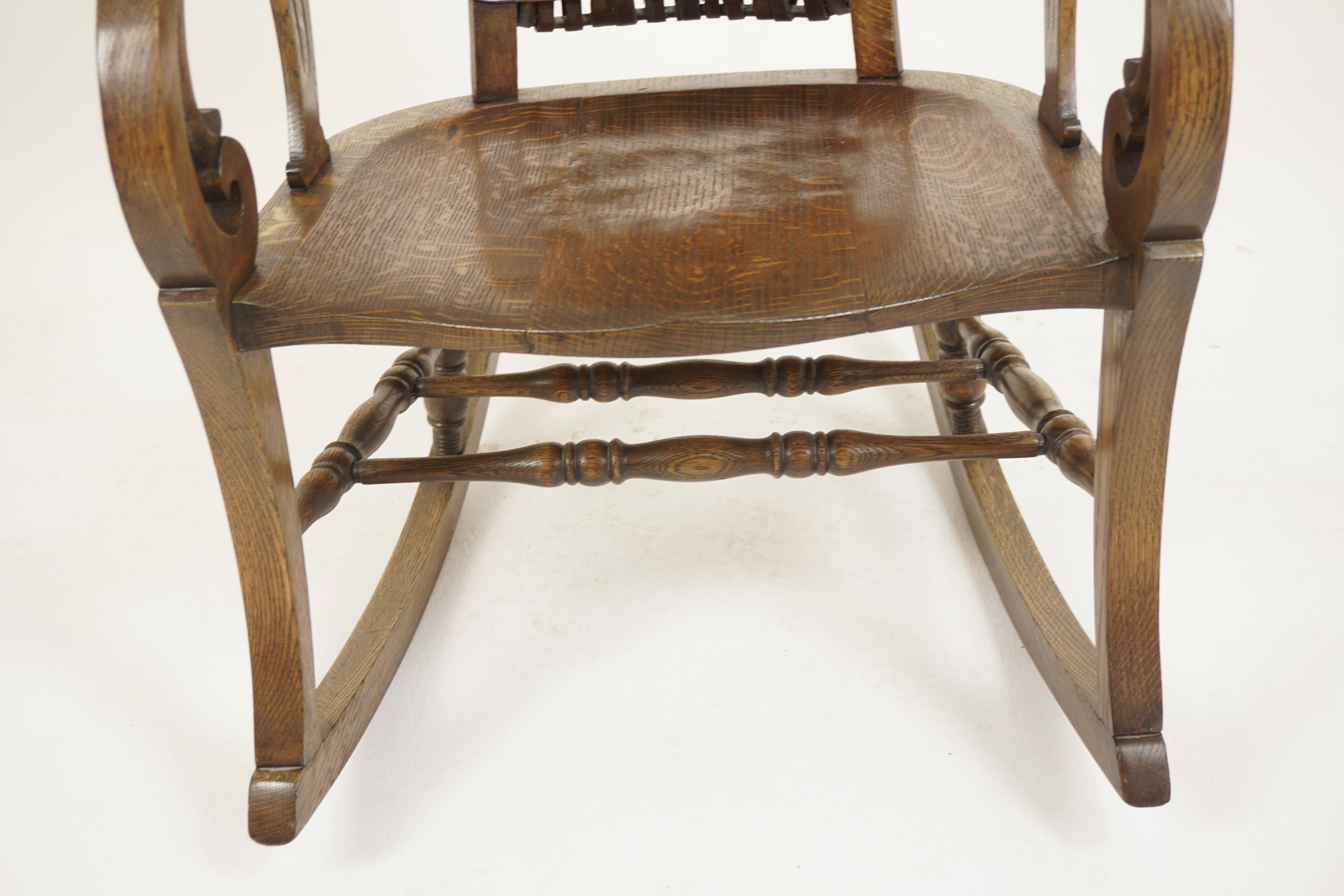 Antique Arts and Crafts Carved Tiger Oak Rocking Chair, America 1900 ...