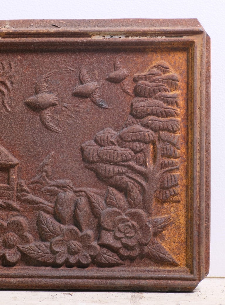 Antique Arts and Crafts Cast Iron Cottage Landscape Stove Panel For ...