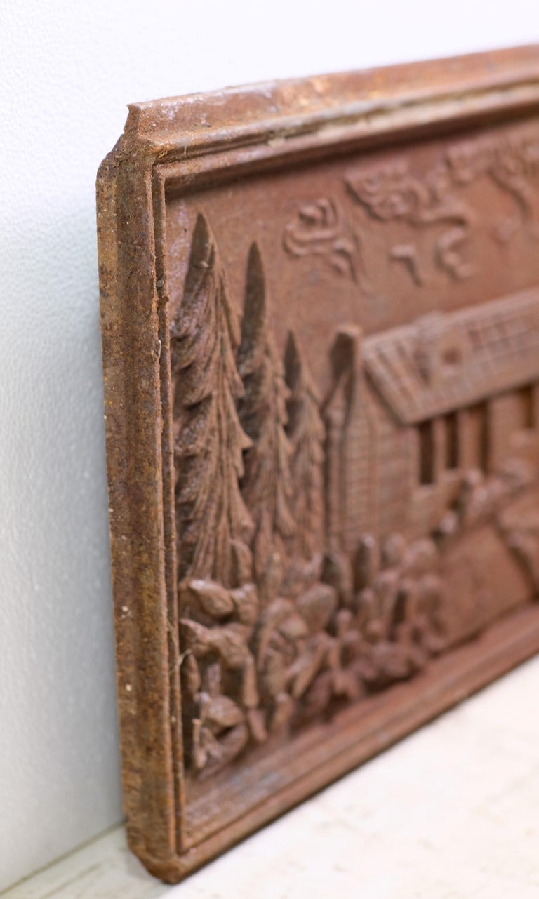 Antique Arts and Crafts Cast Iron Cottage Landscape Stove Panel For ...