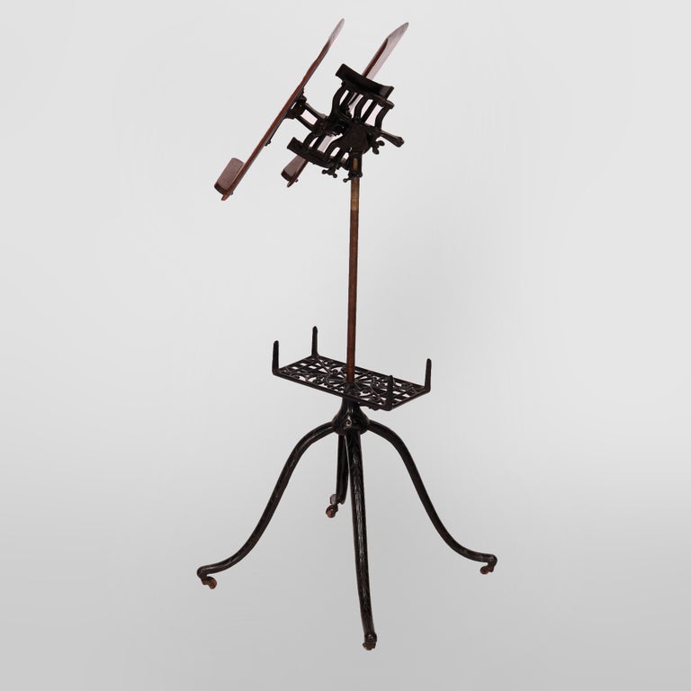 Antique Arts and Crafts Columbia Oak and Cast Iron Library Dictionary ...