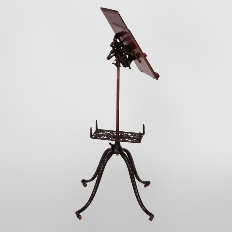 Antique Arts and Crafts Columbia Oak and Cast Iron Library Dictionary ...