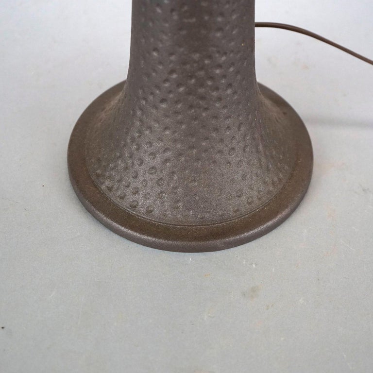 Antique Arts and Crafts Dirk Van Erp School Bronzed Metal Lamp and Mica ...