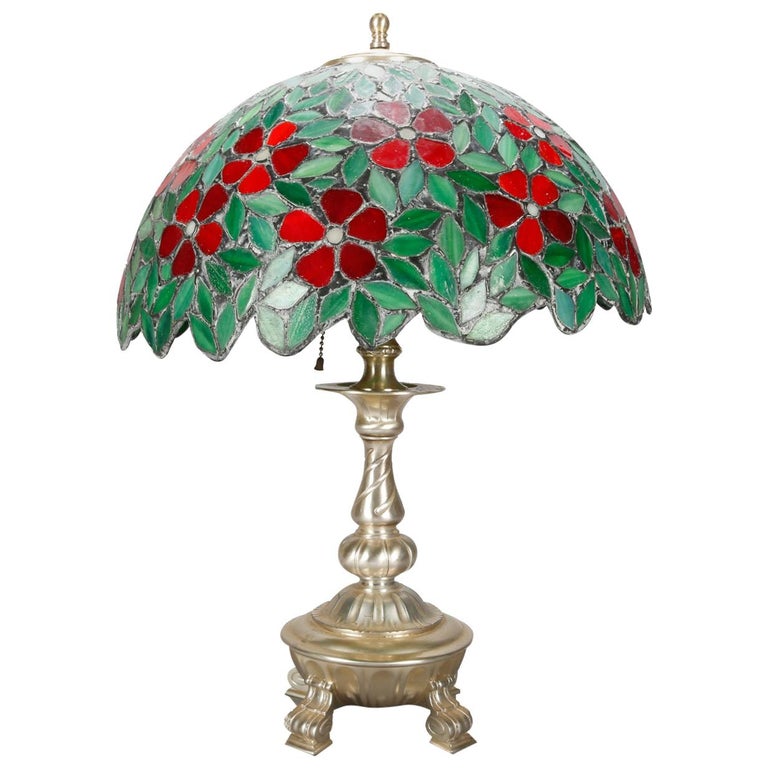 Antique Arts and Crafts Dual Light Pairpoint Lamp Base and Unique Shade ...