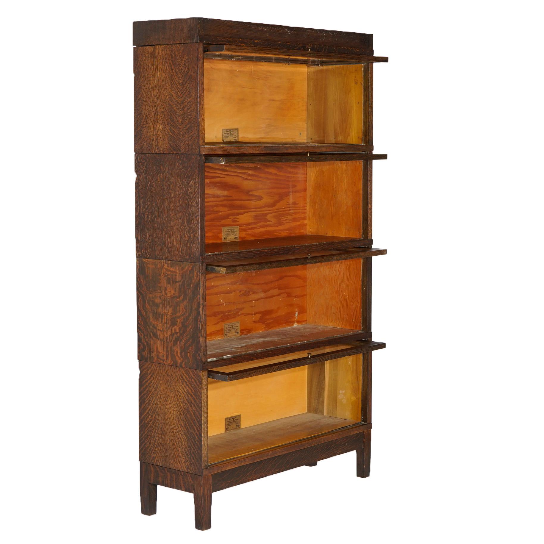 Antique Arts and Crafts Globe Wernicke Four Stack Oak Barrister Bookcase c1910 at 1stDibs ...