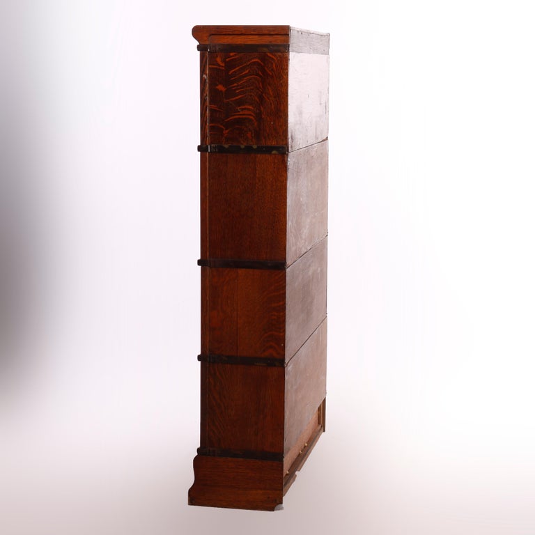 Antique Arts and Crafts Globe Wernicke Mission Oak Stack Barrister Bookcase, c1910 at 1stDibs
