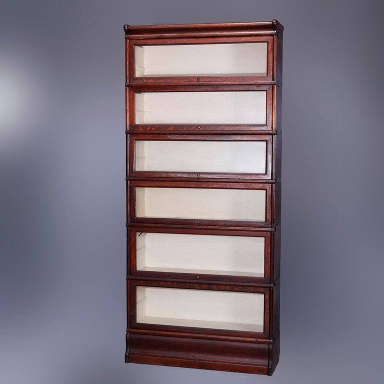 Antique Arts and Crafts Globe Wernicke School Oak Stack Barrister Bookcase c1910 For Sale at 1stDibs