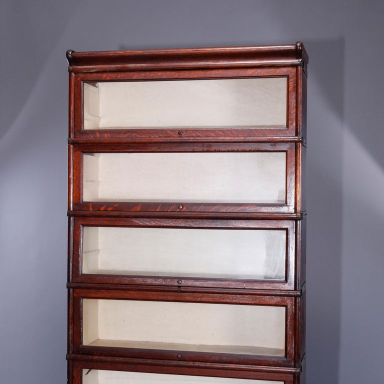 Antique Arts and Crafts Globe Wernicke School Oak Stack Barrister Bookcase c1910 For Sale at 1stDibs