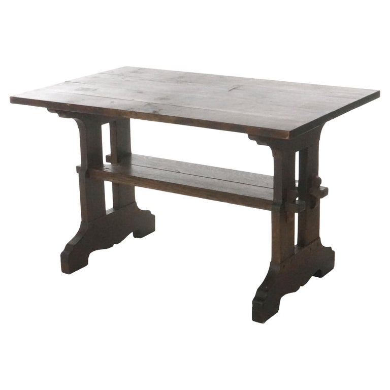 Antique Arts and Crafts Gustav Stickley Mission Oak Trestle Table Circa ...