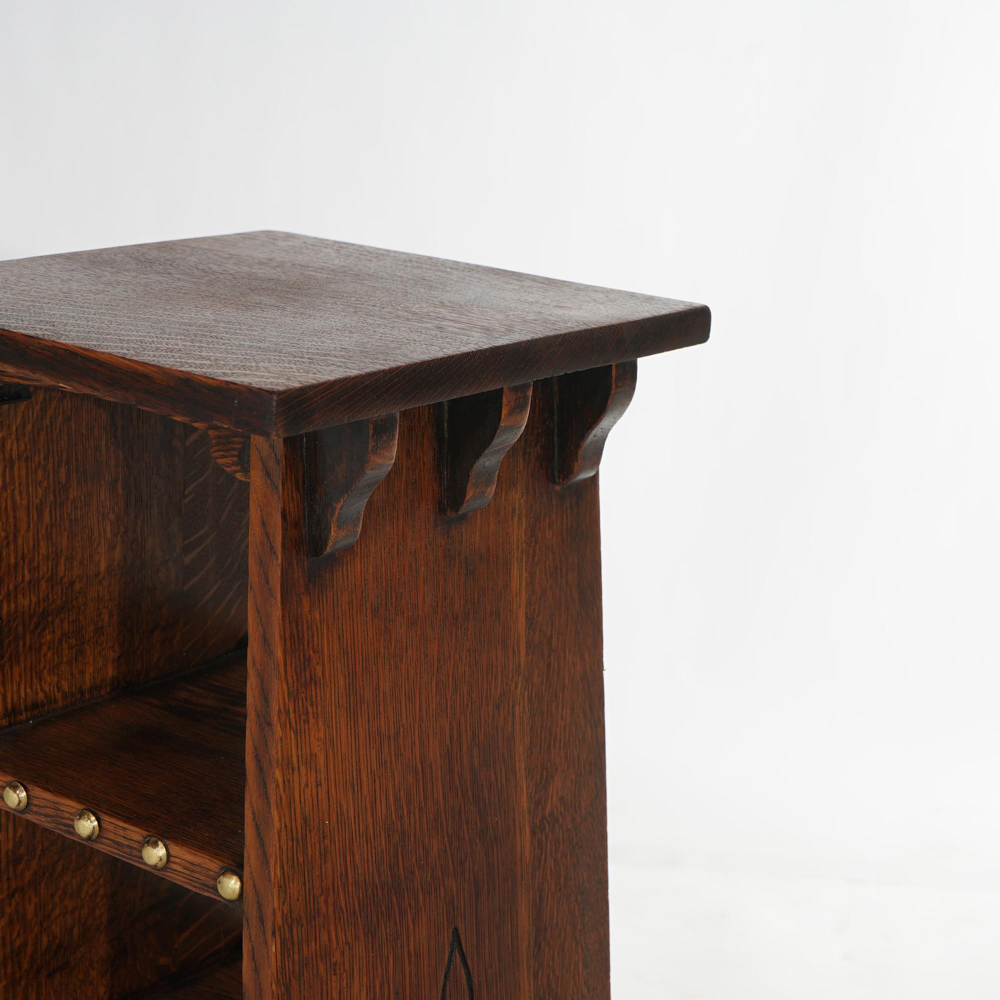 Antique Arts and Crafts Gustav Stickley Oak Tree of Life Magazine Stand ...