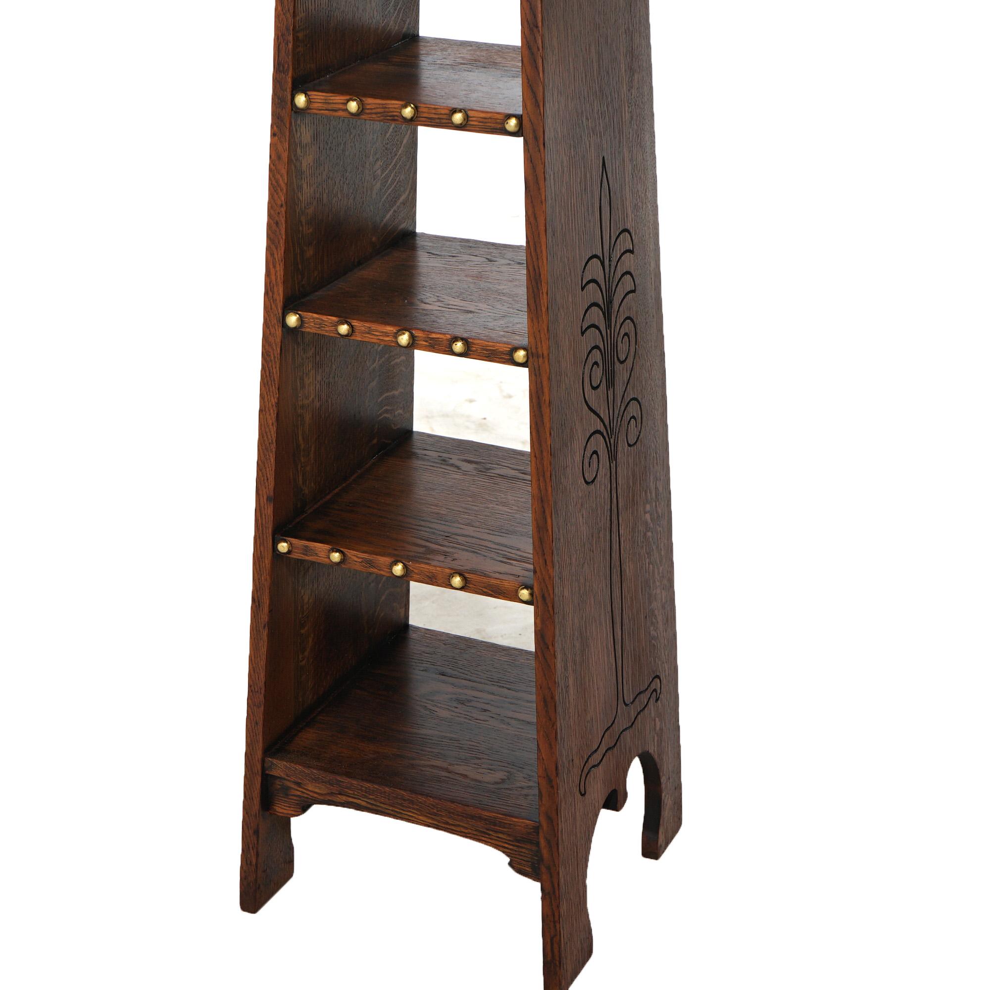 Antique Arts and Crafts Gustav Stickley Oak Tree of Life Magazine Stand ...