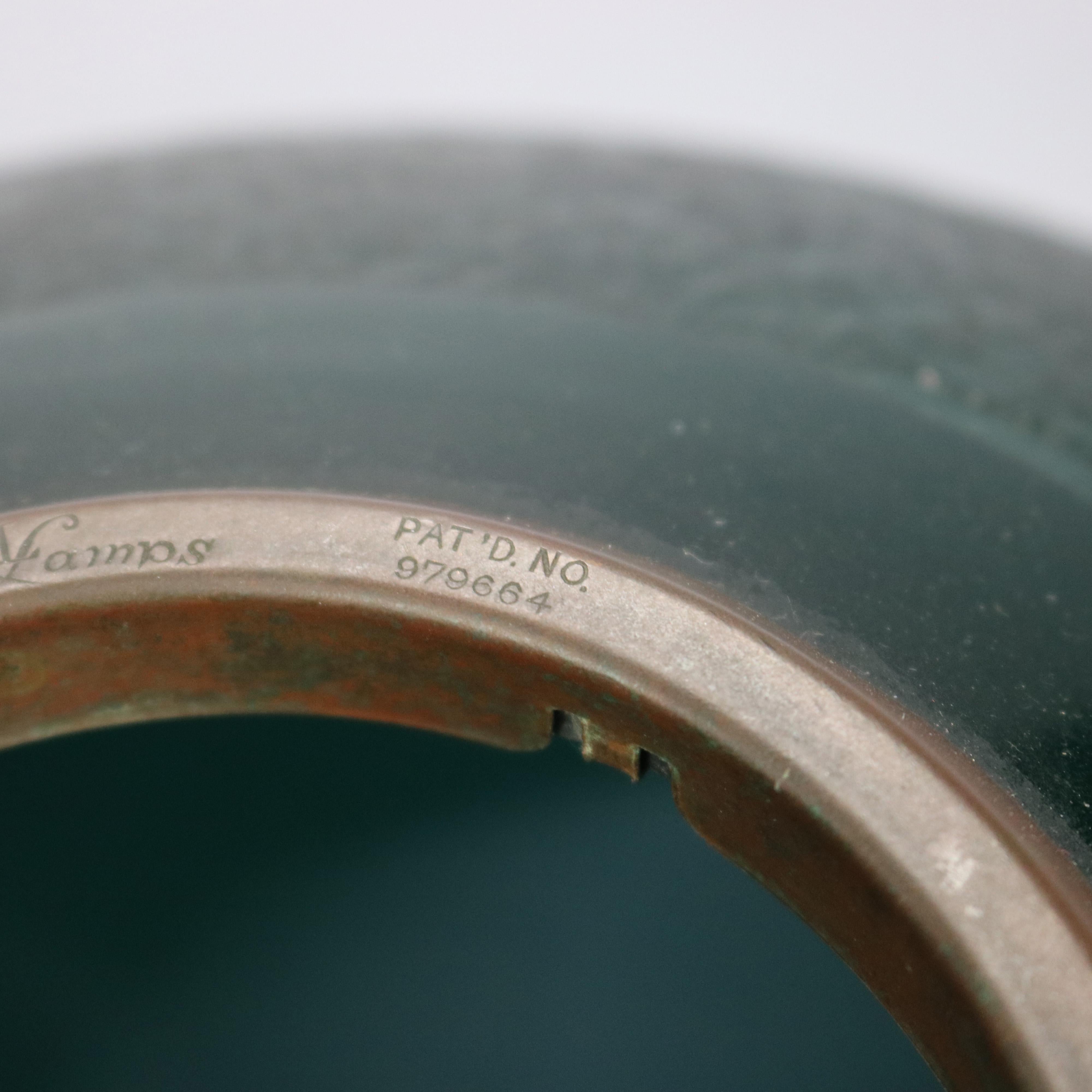 Antique Arts and Crafts Handel Emerald Green Chipped Ice Shade Table ...