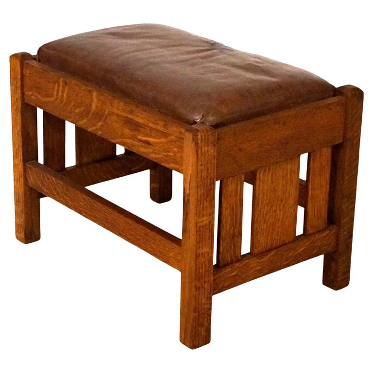 Antique Arts and Crafts JM Young Mission Oak Footstool, Circa 1910 at ...