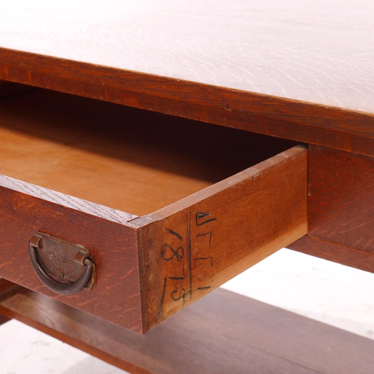 Antique Arts and Crafts JM Young Mission Oak Library Table Desk circa ...