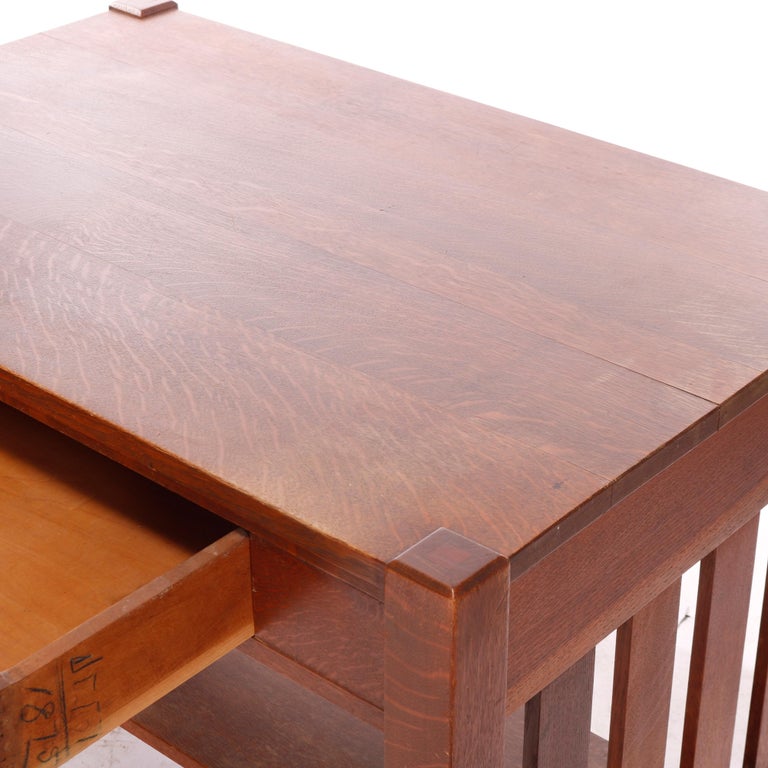 Antique Arts and Crafts JM Young Mission Oak Library Table Desk circa ...