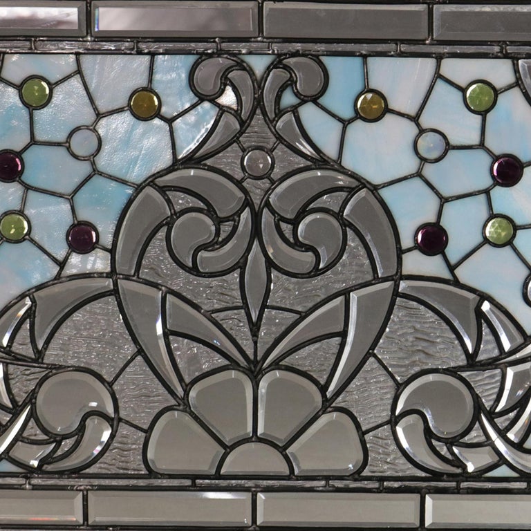 Antique Arts and Crafts Leaded Jewel, Slag and Beveled Glass Window ...