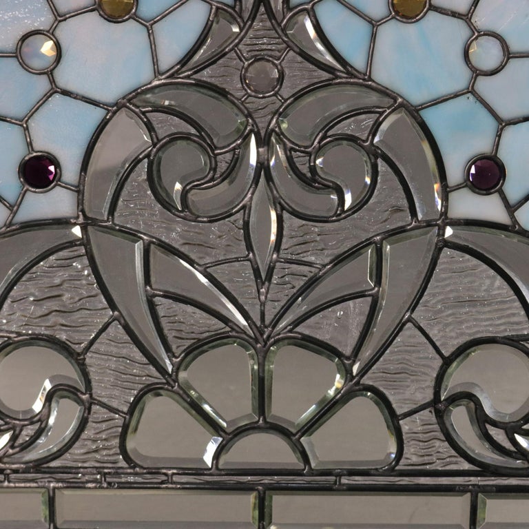 Antique Arts and Crafts Leaded Jewel, Slag and Beveled Glass Window ...