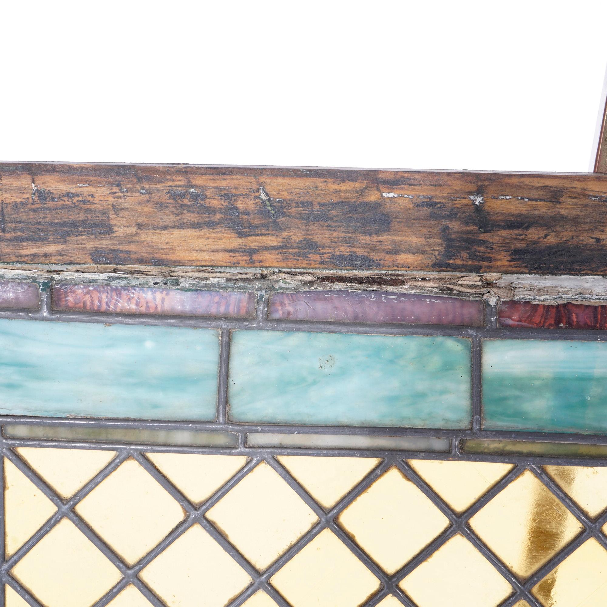 Antique Arts and Crafts Leaded Slag and Stained Glass Window Circa 1900 ...