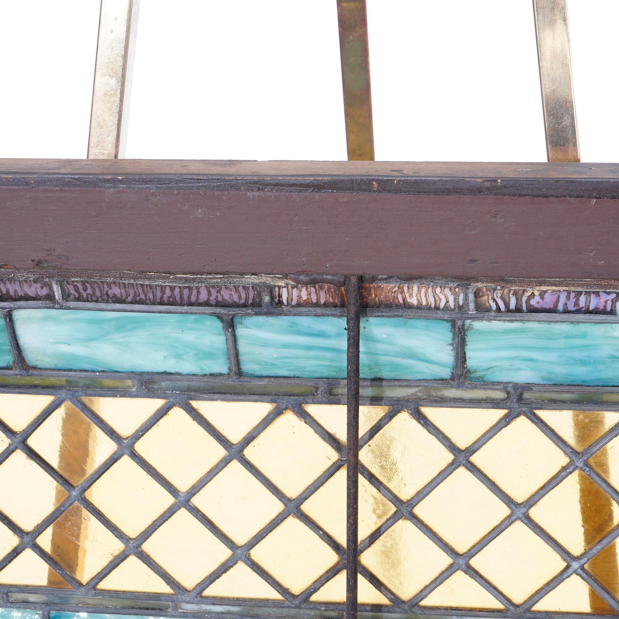 Antique Arts and Crafts Leaded Slag and Stained Glass Window Circa 1900 ...