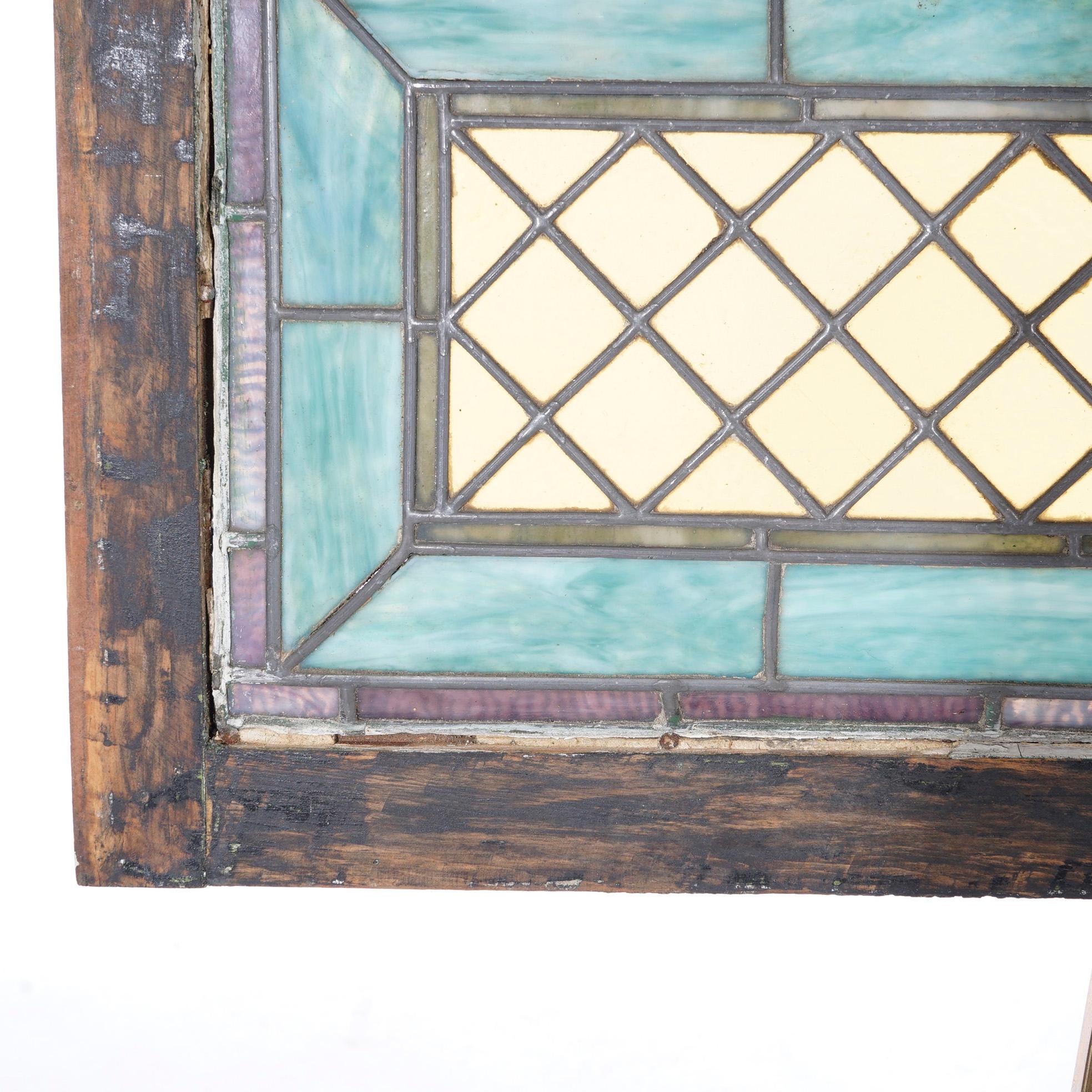 Antique Arts and Crafts Leaded Slag and Stained Glass Window Circa 1900 ...