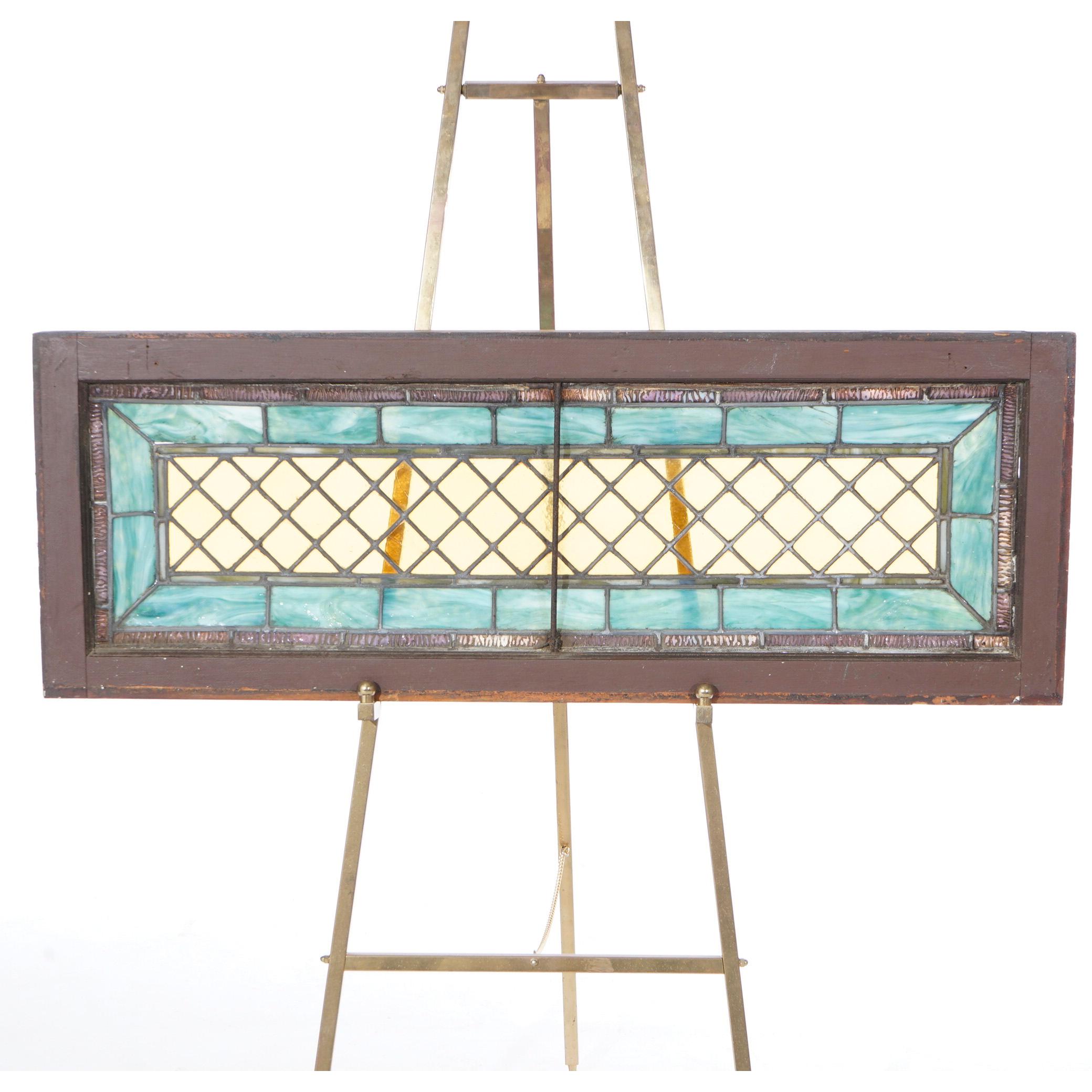 Antique Arts and Crafts Leaded Slag and Stained Glass Window Circa 1900 ...