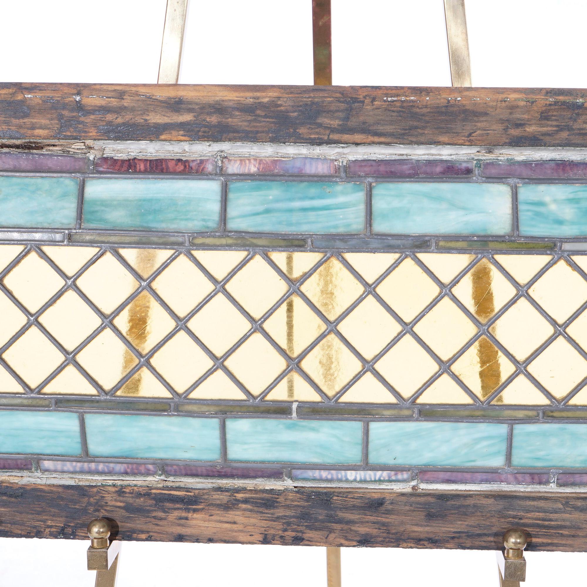 Antique Arts and Crafts Leaded Slag and Stained Glass Window Circa 1900 ...