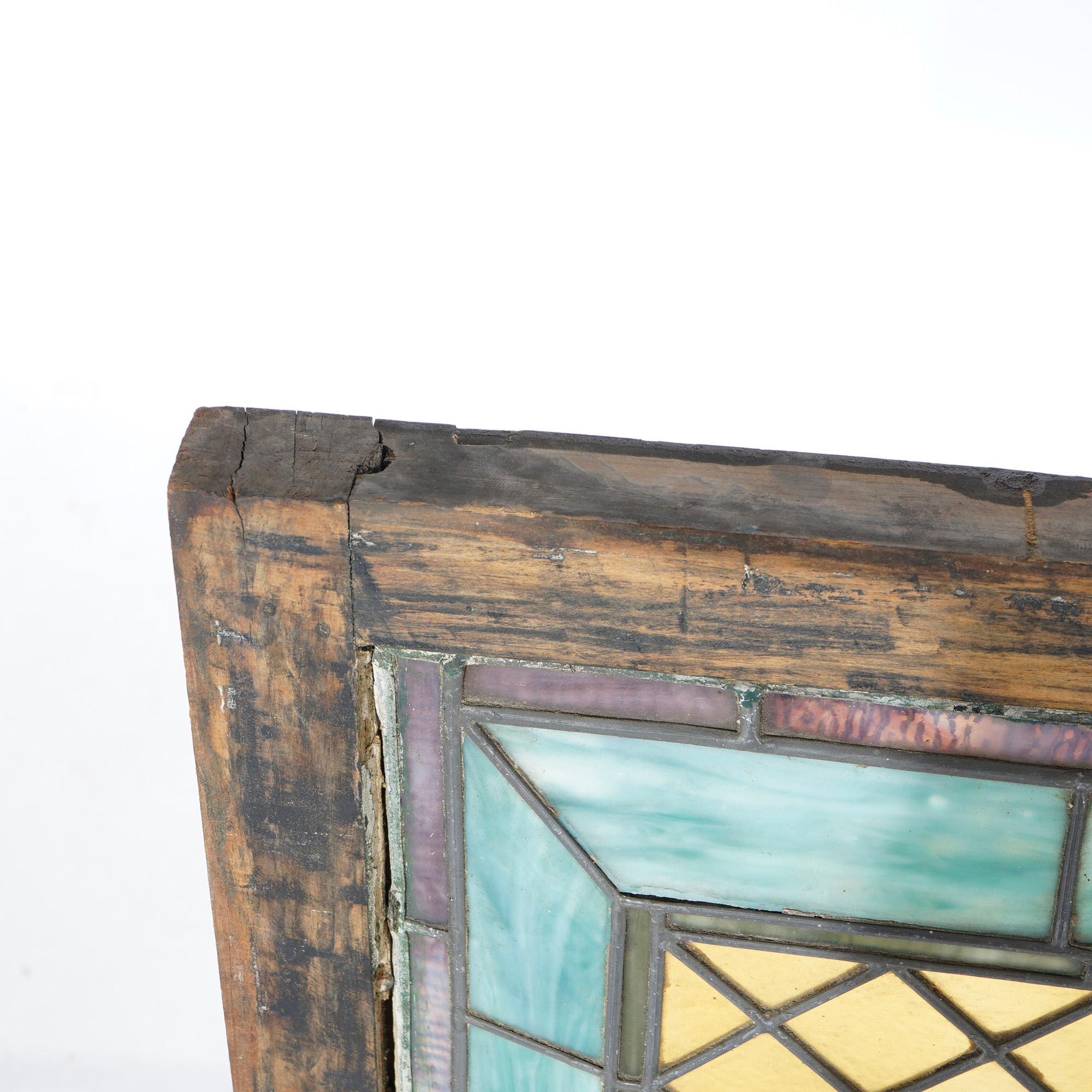 Antique Arts and Crafts Leaded Slag and Stained Glass Window Circa 1900 ...